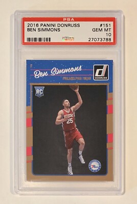 2016 17 PANINI DONRUSS BEN SIMMONS ROOKIE CARD RC #151 • PSA 10 • GEM ...