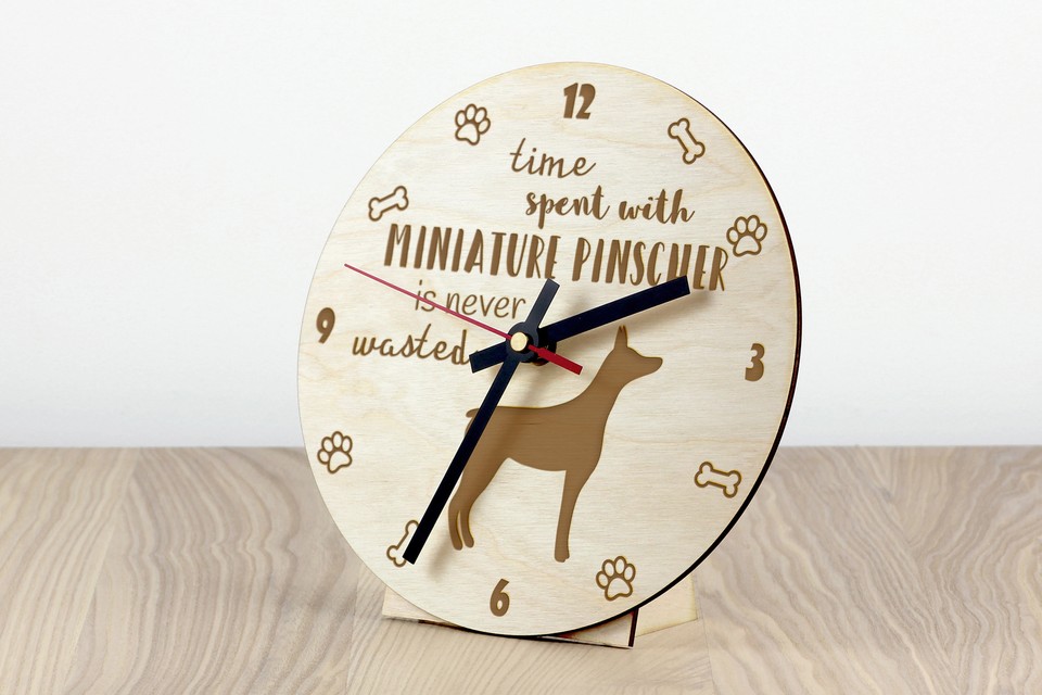 Miniature Pinscher plywood clock larger Art-Dog | eBay