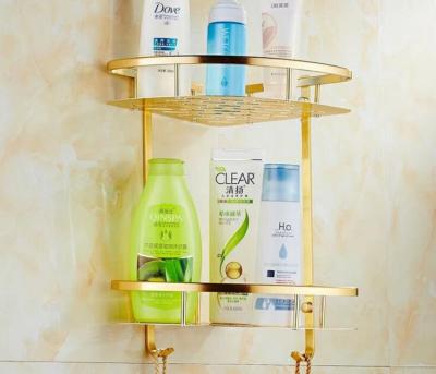 Aluminum Space Gold Double Tier Shower Basket Shelf Tidy Caddy Wall ...