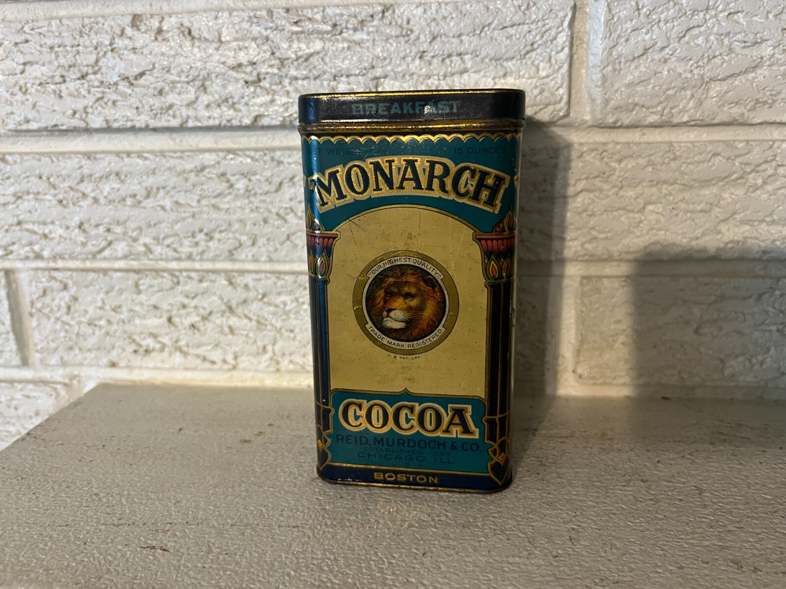 VINTAGE Monarch COCOA TIN Litho Reid, Murdoch & Co 1853 C1930 Collector ...