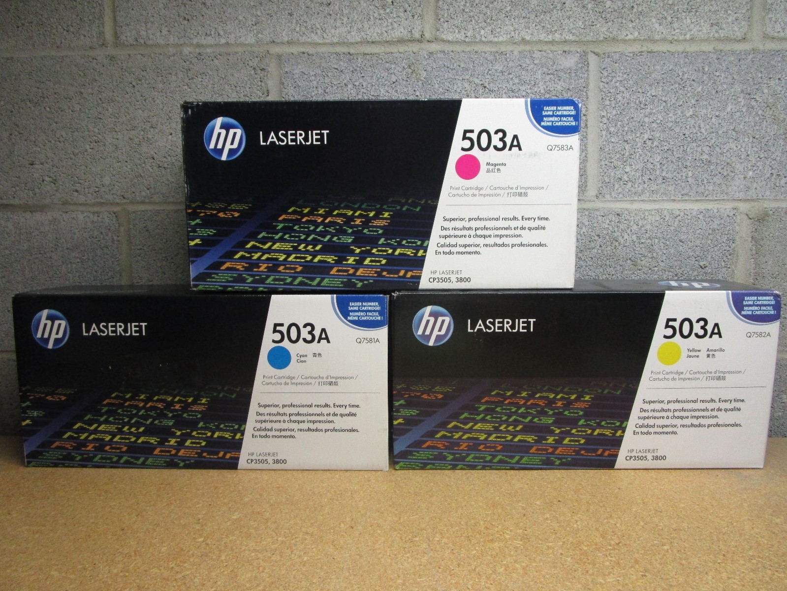 Lot of 3 New Factory Sealed Genuine HP Q7581A Q7582A Q7583A Laser ...