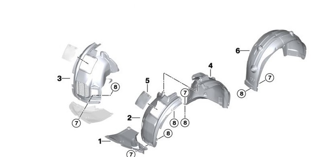 BMW X3 G01 16 - 17 OEM Fender Liner Splash Guard 51717394816 Rear Front ...