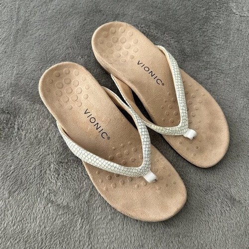 Vionic Dillon Flip Flop Sandals Shoes Women's size 7 White Comfort | eBay