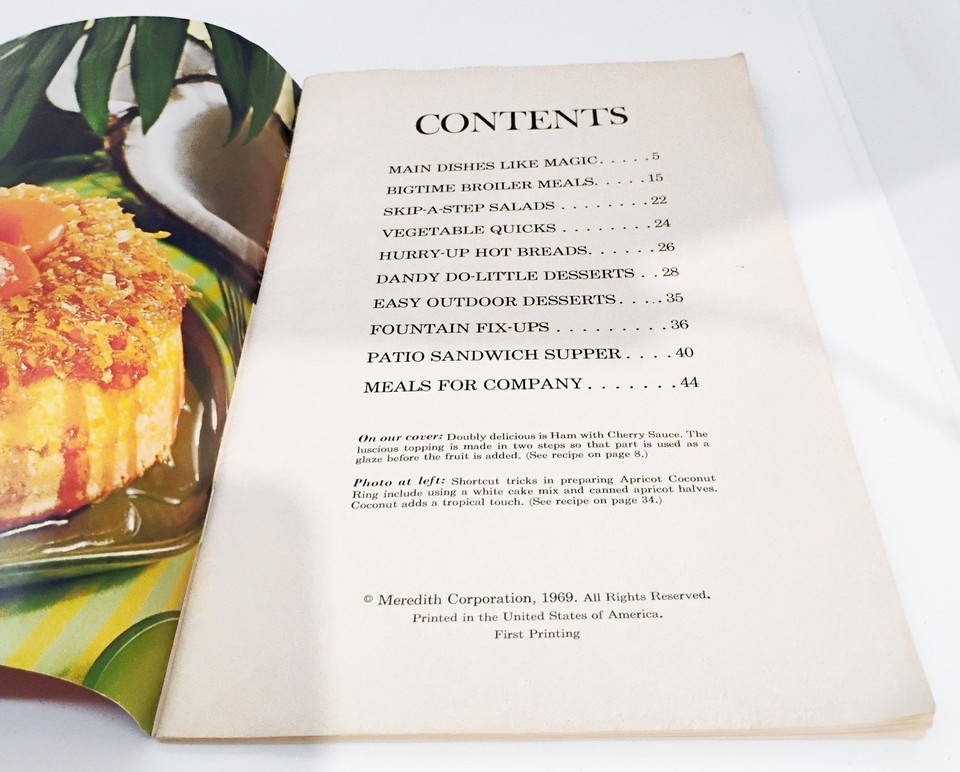 Shortcut Cooking - 1969 Meredith Corporation 47 Page Cookbook Booklet ...