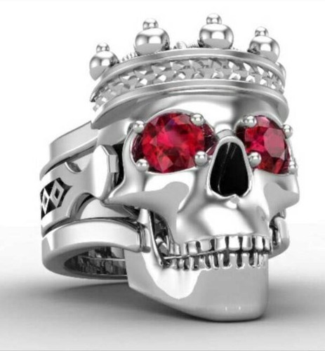 0.20 CT Simulated Red Ruby Skull Crown Beautiful Unisex Solid 935 ...