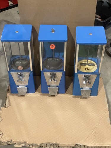 3 OAK Vista Candy Peanut Gumball Toy Vending machines USA 25 cent With ...