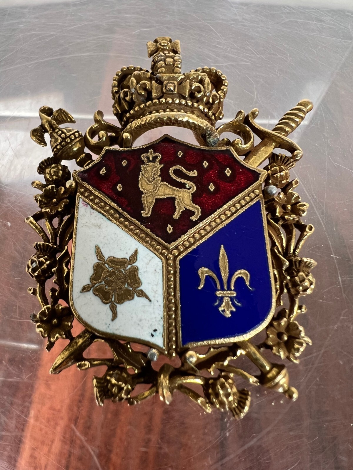 Vintage CORO Coat of Arms Enamel Crest Shield Brooch … - Gem