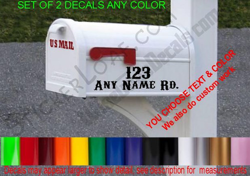 MAILBOX Street Name Number Decal sticker SET DECALS Mail Box USPS House ...