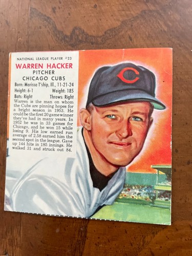 1953 Red Man #23 Warren Hacker Chicago Cubs- very good condition | eBay