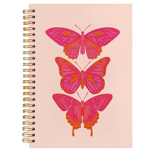 Hot Pink Preppy Butterfly Journal Notebook, Aesthetic Notebooks ...