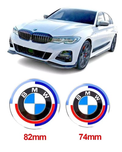 2 pieces SET BMW 82mm+74mm bonnet AND trunk emblems FOR E46 E90 G20 G30 ...