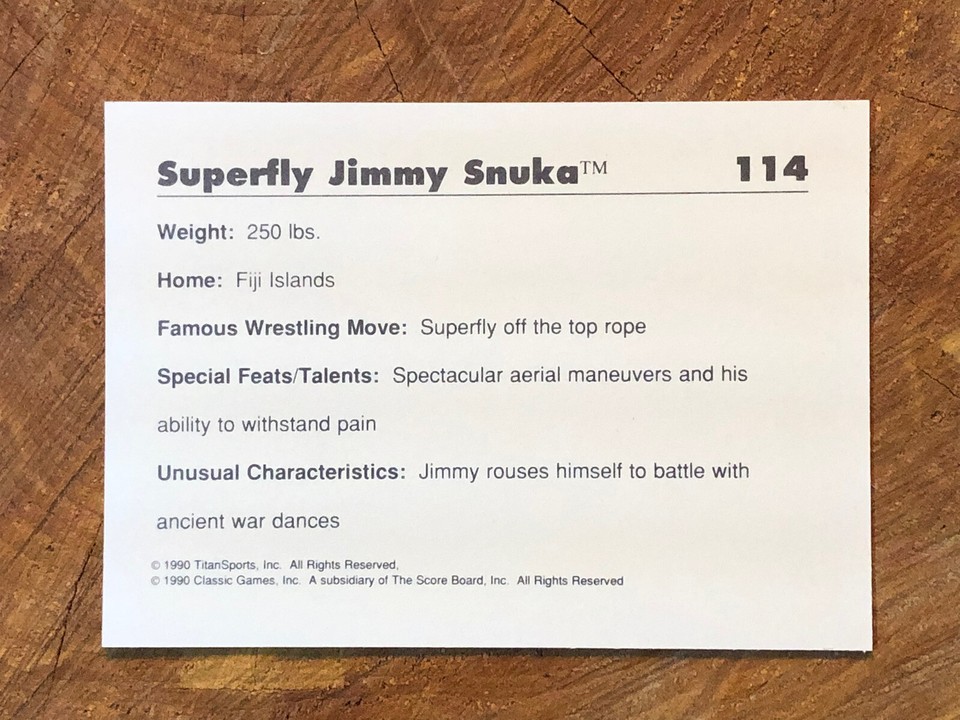 1990 Classic WWF Jimmy Superfly Snuka #114 NM-MT WWE HOF | eBay