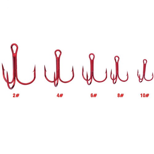 100Pcs Fishing Hooks High Carbon Steel Strong Sharp Fishhooks Treble ...