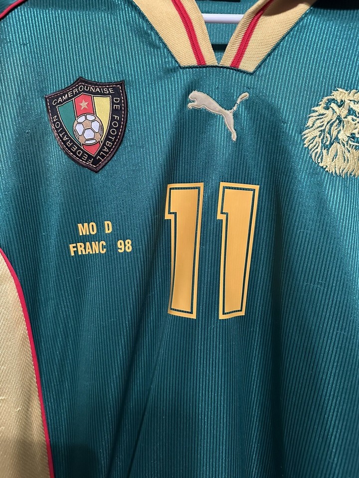 Samuel Eto’o Puma Cameroon 1998 FIFA World Cup Home Soccer Jersey Large ...
