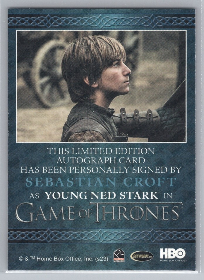 Sebastian Croft as Young Ned Stark - Game of Thrones - On Card ...