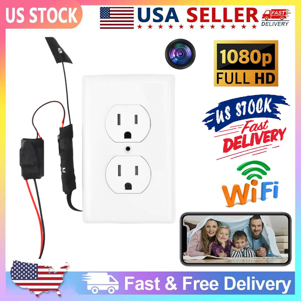 1080P HD WiFi IP Wall AC Outlet Home Security Nanny Camera Audio Video ...