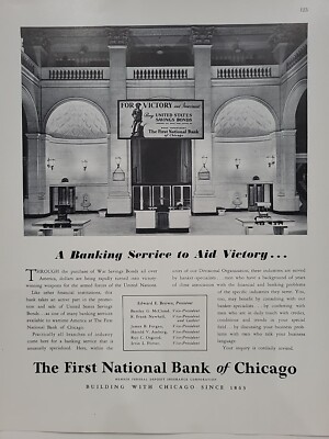 1942 First National Bank of Chicago Fortune WW2 Print Ad Q3 War Bonds ...