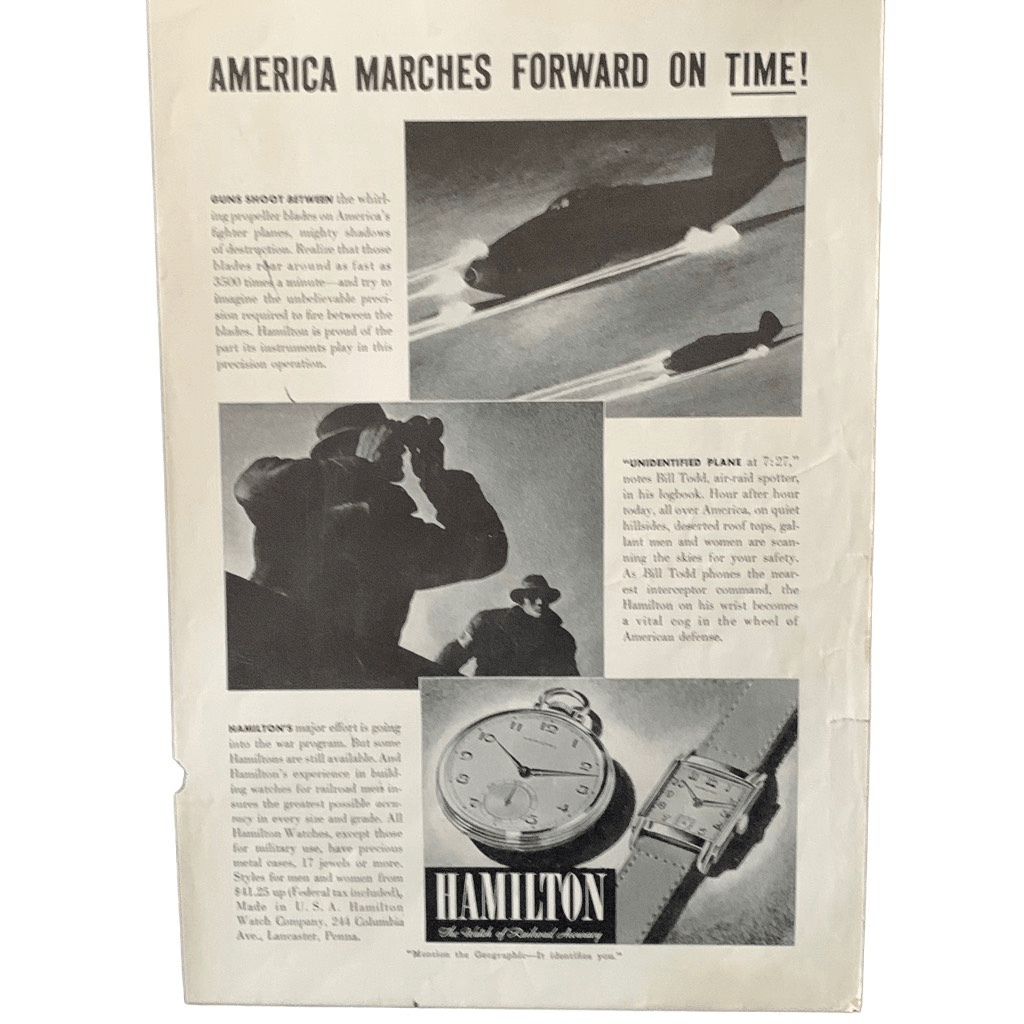 Vintage 1941 Hamilton Watch America Marches Forward Ad Advertisement | eBay