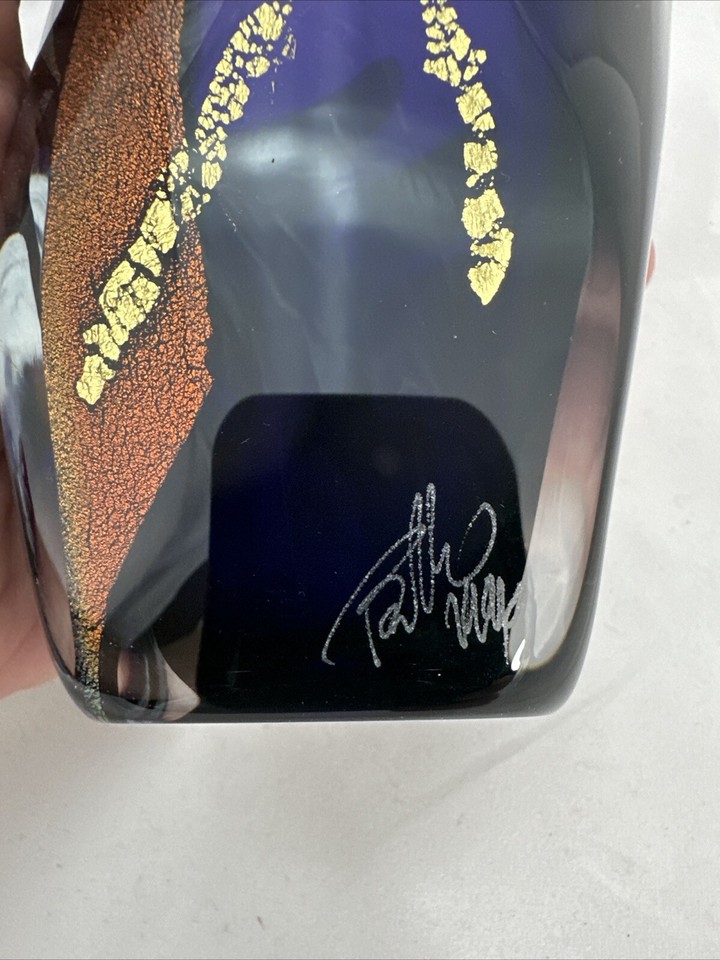 ERIC BRAKKEN Signed Cobalt Blue Gold & Bronze Studio Art Glass Vase | eBay