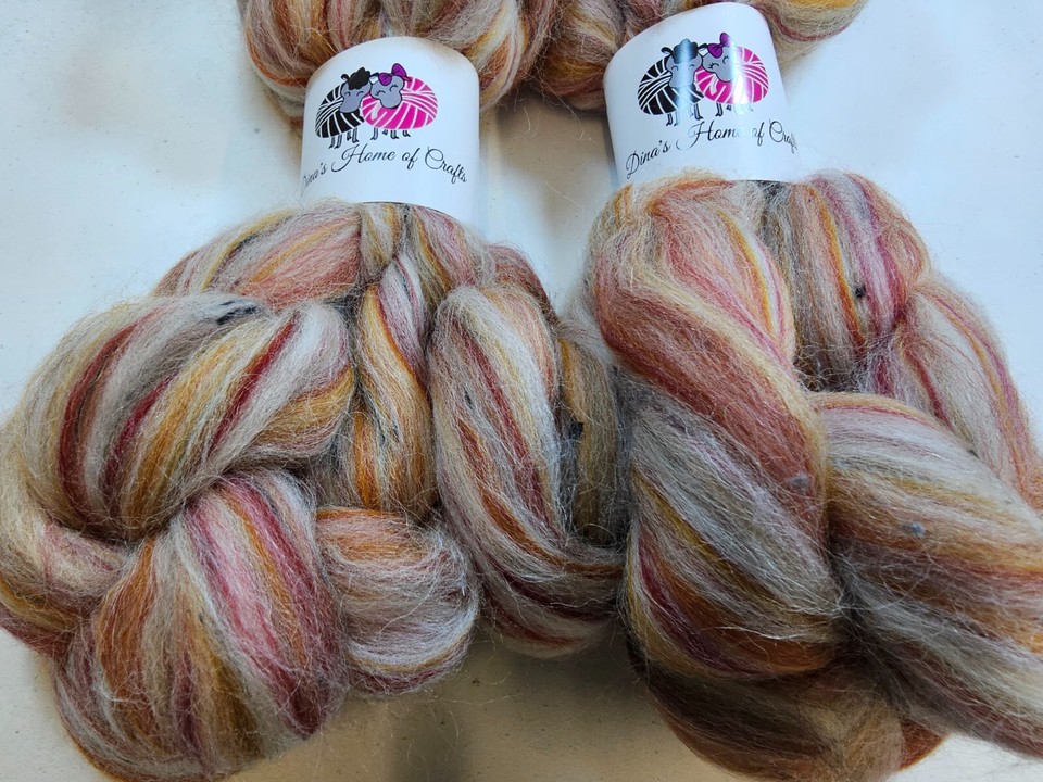Merino, Baby Alpaca, BFL, Nepps roving, wool top, 100 g, DUSTY RAVEN ...
