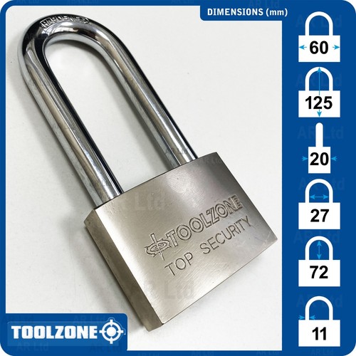 Long Shackle Padlock with Brass Cylinder. 60mm Steel nickel plated Pad ...