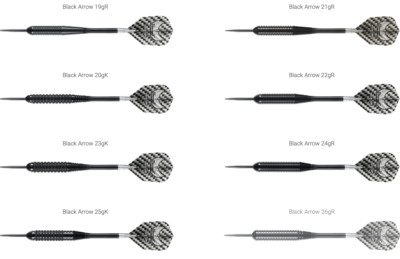 Harrows Black Arrow Ebonite Brass Darts Ringed Knurled 19g - 26g grams ...