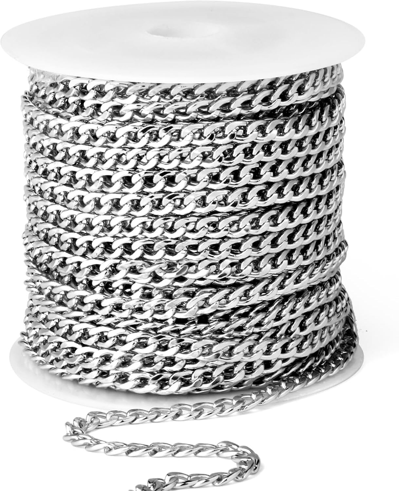 16.5 Ft Stainless Steel Curb Chains, 5Mm 6Mm 7Mm 9Mm Cuban Chain Roll ...