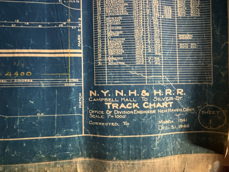 New Haven Railroad Original 1944 Maybrook Line Map From Maybrook To ...