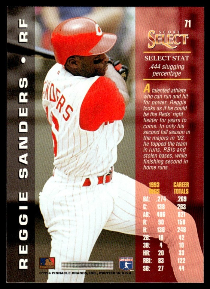 1994 Select Reggie Sanders Cincinnati Reds #71 | eBay