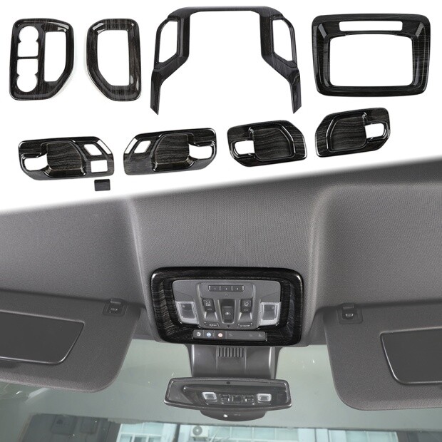 2019+ Chevrolet Silverado GMC Sierra 9PCS Black Wood Grain Interior ...