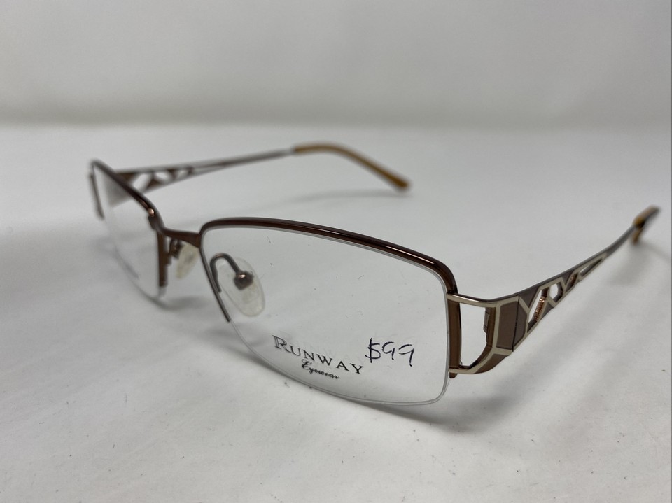 Runway Eyewear RT813 BROWN 52-18-135 Half Rim Metal Eyeglasses Frame ...