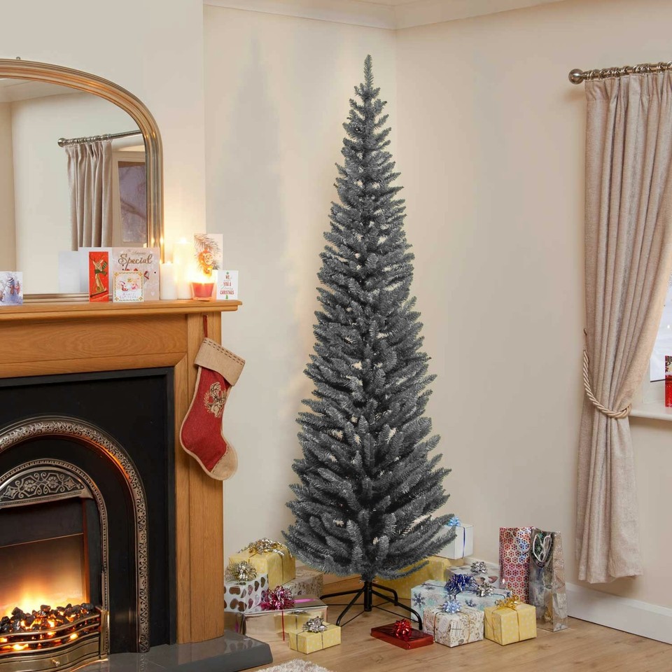 Christmas Tree Slim Pencil 4ft 5ft 6ft 7ft 8ft Green Grey White Black ...