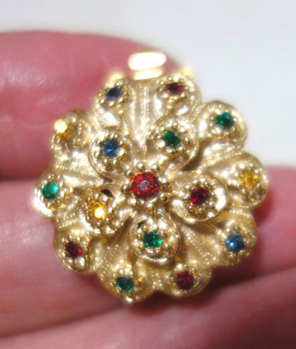 Festive Round 26mm Two Strand Gold Box Clasp with Colored Stones 1 | eBay