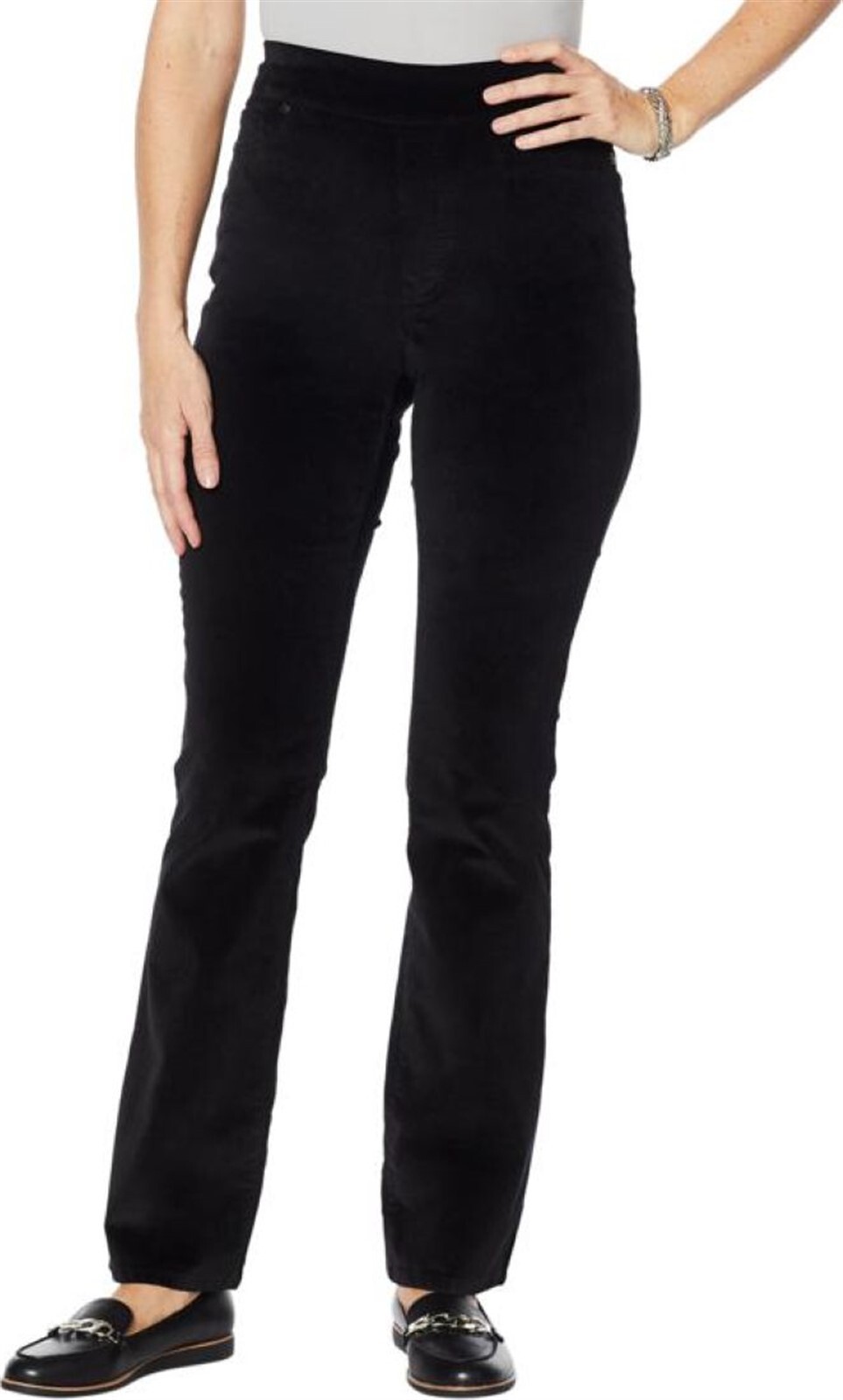 DG2 Diane Gilman Stretch Velvet Pull-On Boot-Cut Jean Black PM NWOT ...