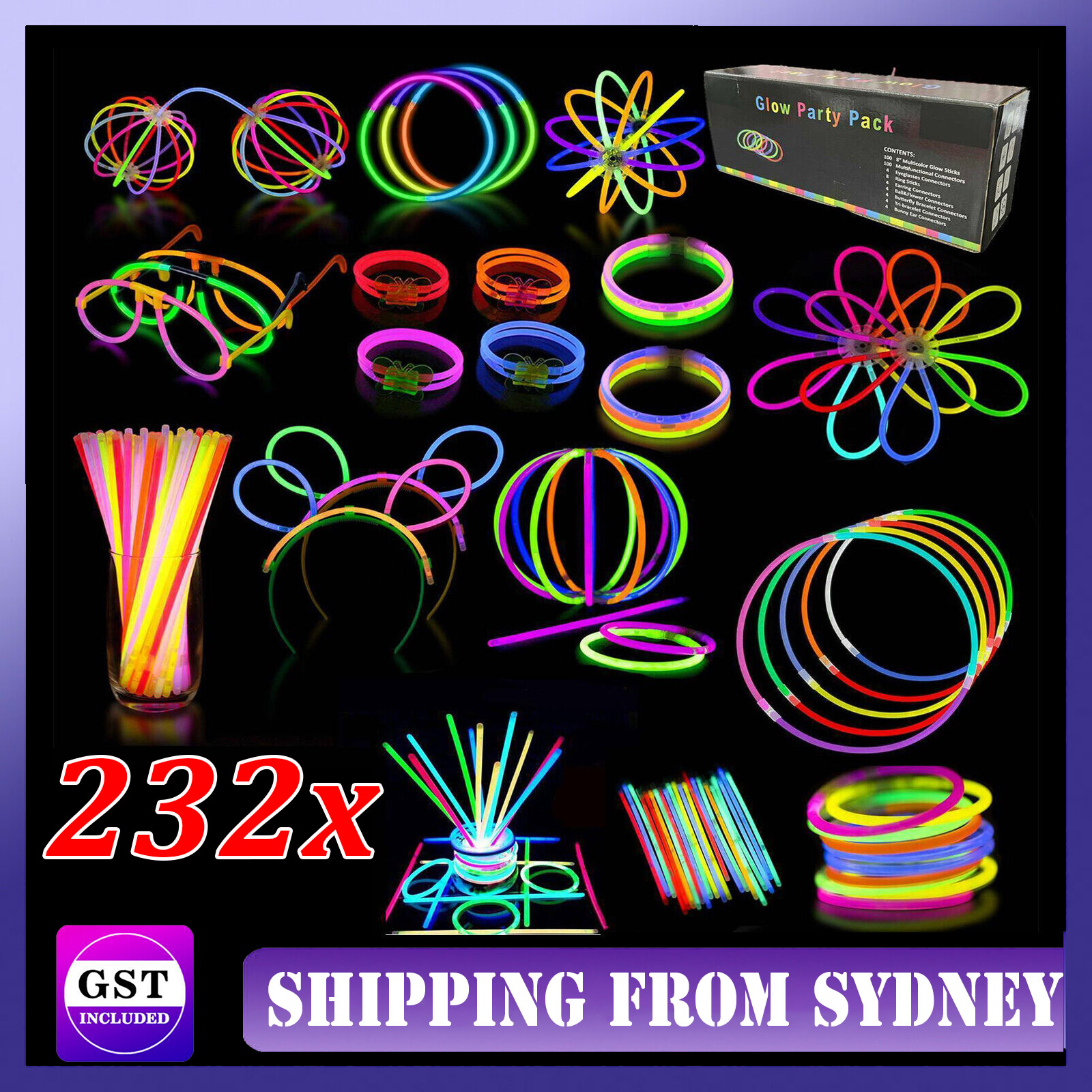 100-1000x Colour Mixed Glow Sticks Party Glowsticks Bracelets Light No ...