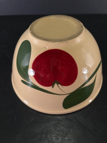 ANTIQUE VINTAGE WATT POTTERY APPLE PATTERN 7 1/4" MIXING BOWL 2 LEAVES ...