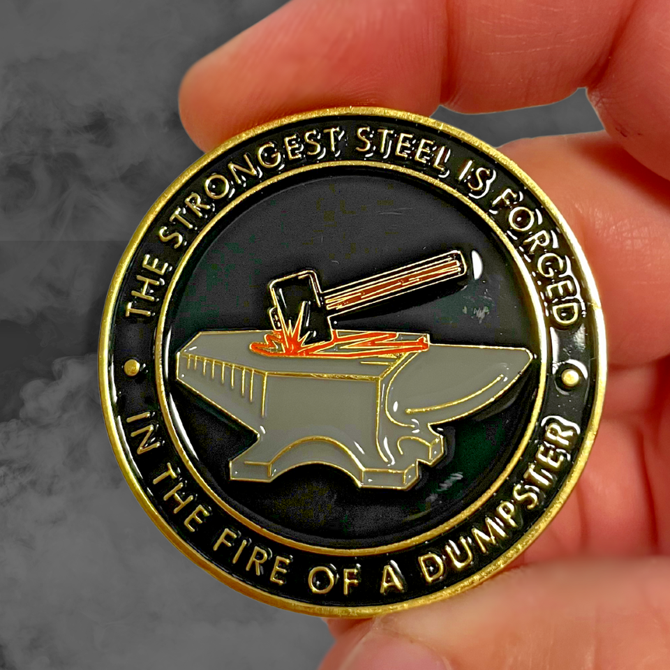 Dumpster fire coin - Fire Challenge Coin - Two Sided Color Dumpster ...