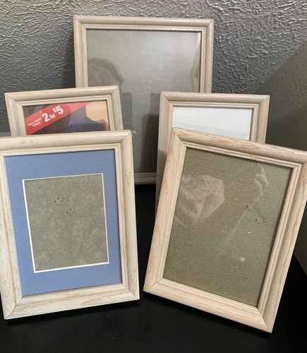 Vintage WHITE OAK Picture Frames LOT 5 Decorel 8x10, 5x7 Cottage ...