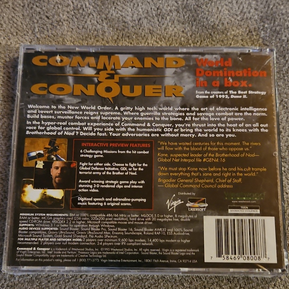 Command & Conquer Preview CD-ROM PC Game Westwood Studios MS-DOS ...