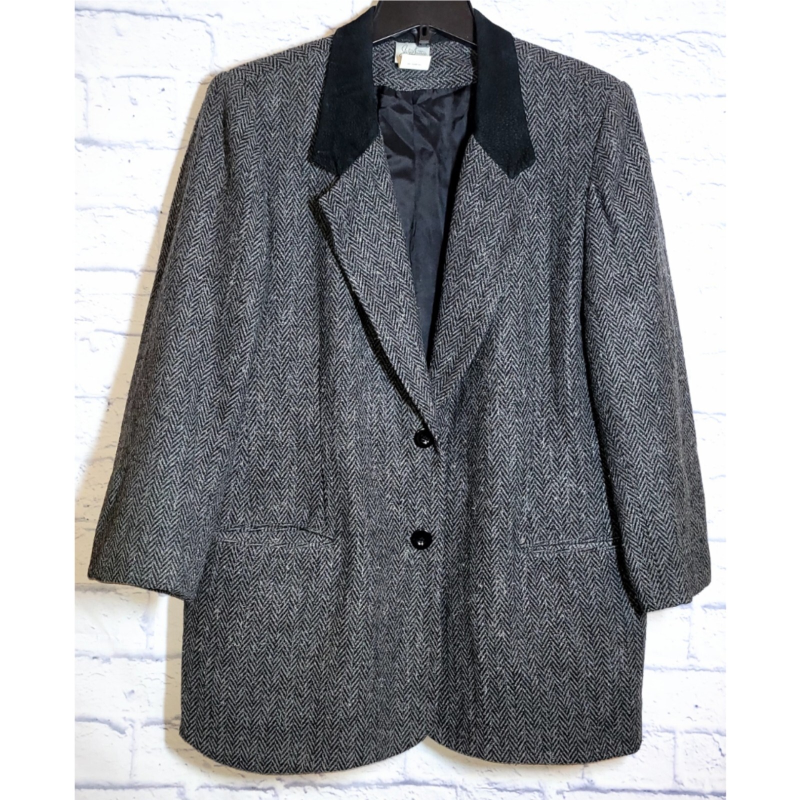 Jaclyn Smith Classic Blazer Herringbone Charcoal Gray… - Gem