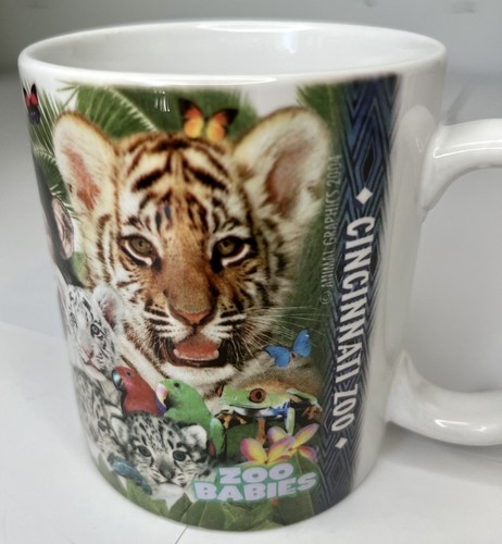 Cincinnati Zoo Animal Coffee White Mug Multicolor Tiger Elephant Zebra ...