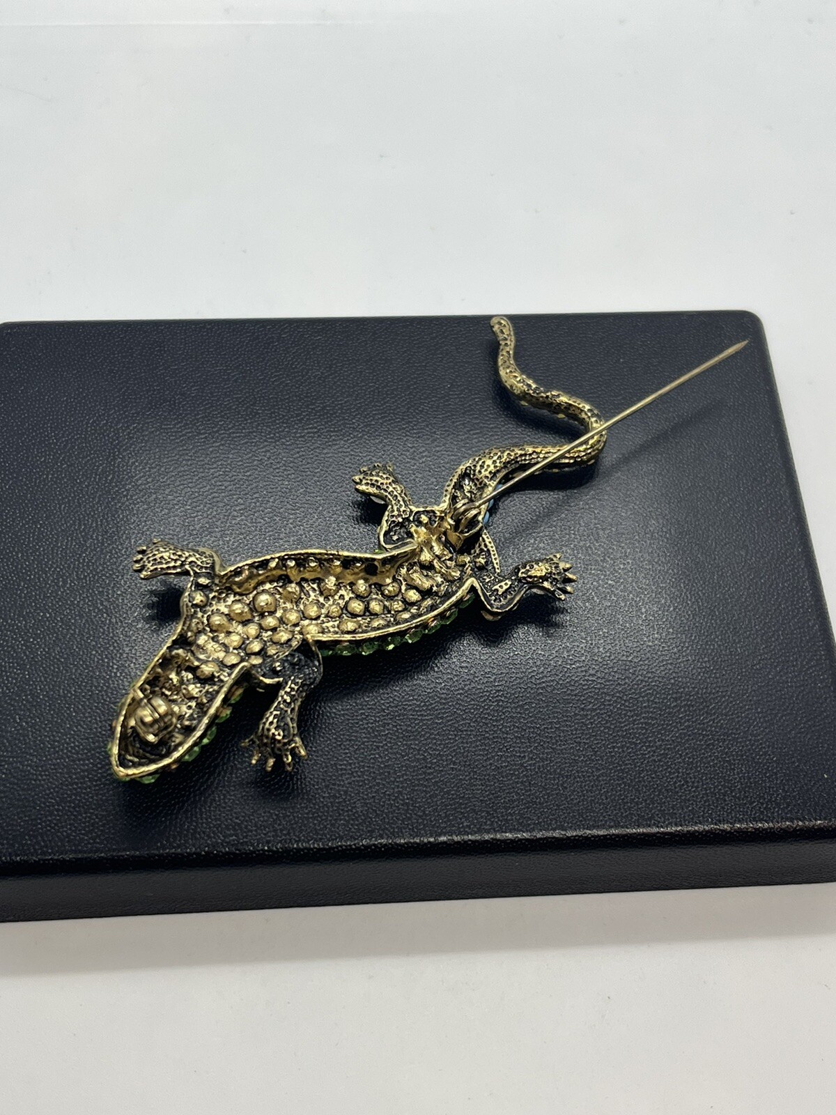 Vintage rhinestone lizard gecko reptile brooch pin au… - Gem
