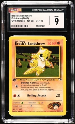 Brock's Sandshrew 71/132 1st Edition Pokemon Gym Heroes CGC 9 Mint | eBay