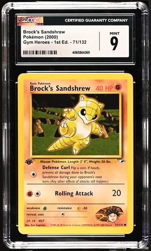 Brock's Sandshrew 71/132 1st Edition Pokemon Gym Heroes CGC 9 Mint | eBay