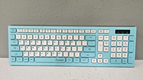 Slim Wireless Keyboard Full-sized Quiet Turquoise/White RECCAZR ...