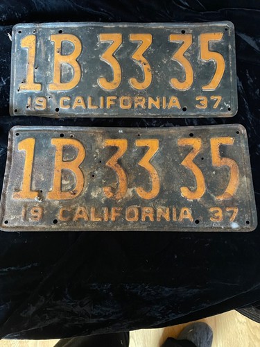 1937 California License Plate Pair (2) 1B 33 35 | eBay