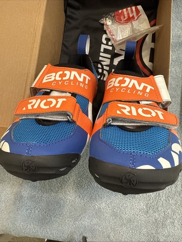 Bont Riot Tr+ Cycling Road Shoes-Blue/Orange/White - Men's Size 7.5 EU ...