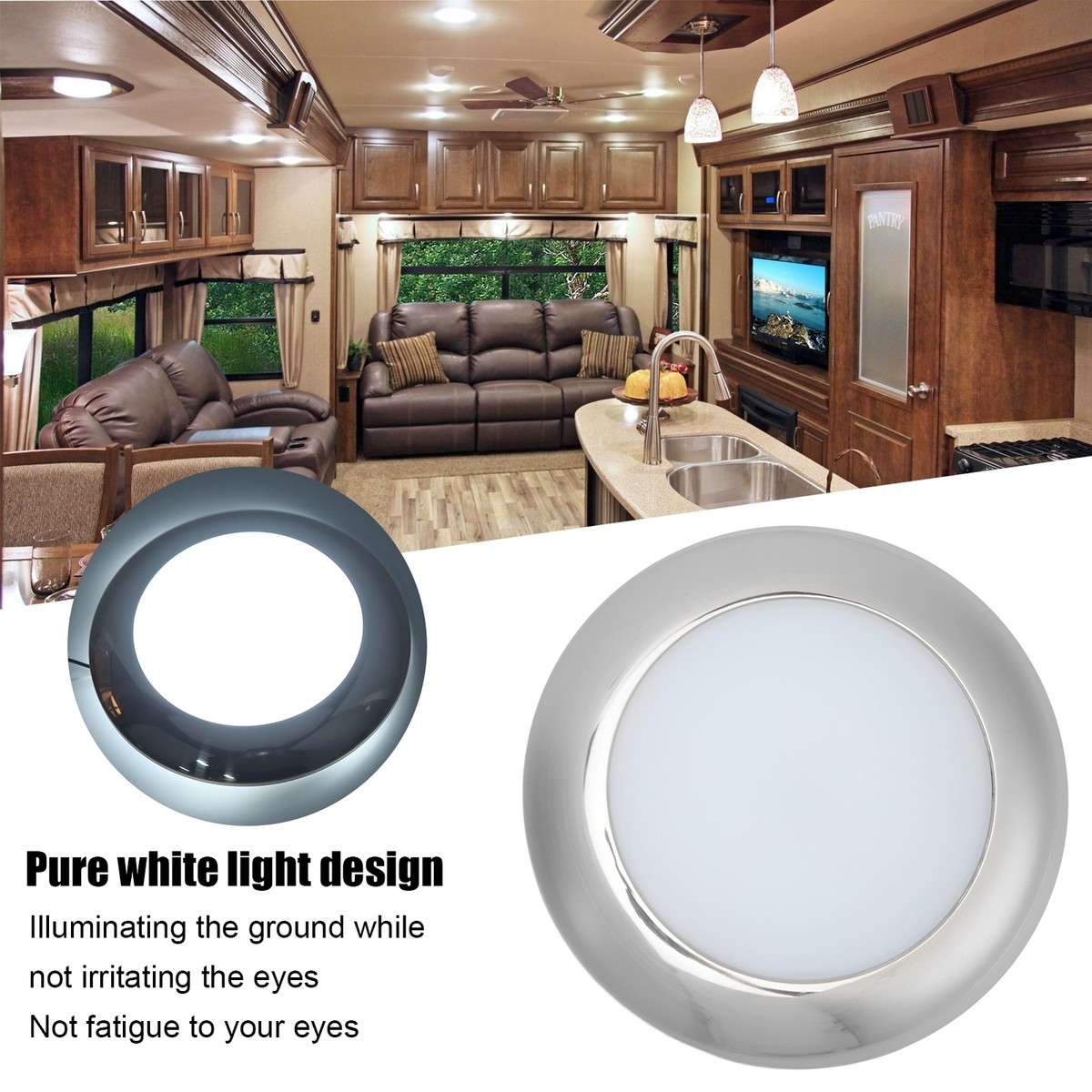 Slim Line 12 Volt Dome Light TFM12 Flush Trimless Seamless Integrated
