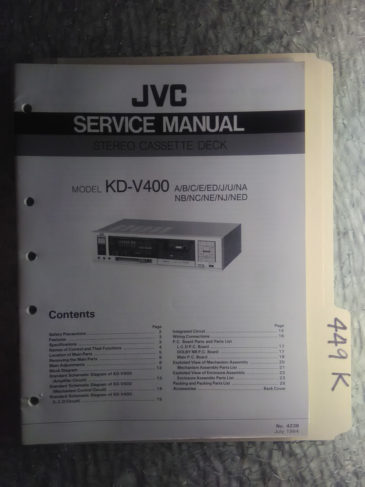JVC kd-v400 service manual original repair book stereo tape deck player ...