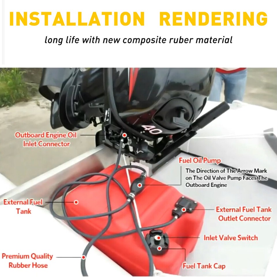 5/16" Marine Outboard Motor Gas/Fuel Hose Line Assembly Oil Tube Tank ...